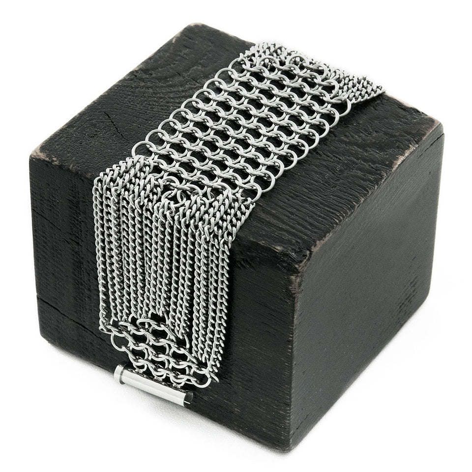 SLINKY 6-Row Elongated Hexagon Cuff Bracelet – Rapt In Maille