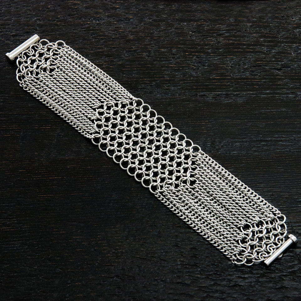 SLINKY 6-Row Elongated Hexagon Cuff Bracelet – Rapt In Maille